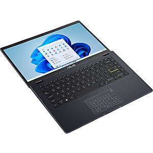 Newest Flagship ASUS E410, 14" HD (1366 x 768), Intel Pentium N4020, 4 GB LPDDR4, 64GB eMMC, Intel HD Graphics 500, Windows 10 Home in S Mode, Black, with Kwalicable Accessory Bundle