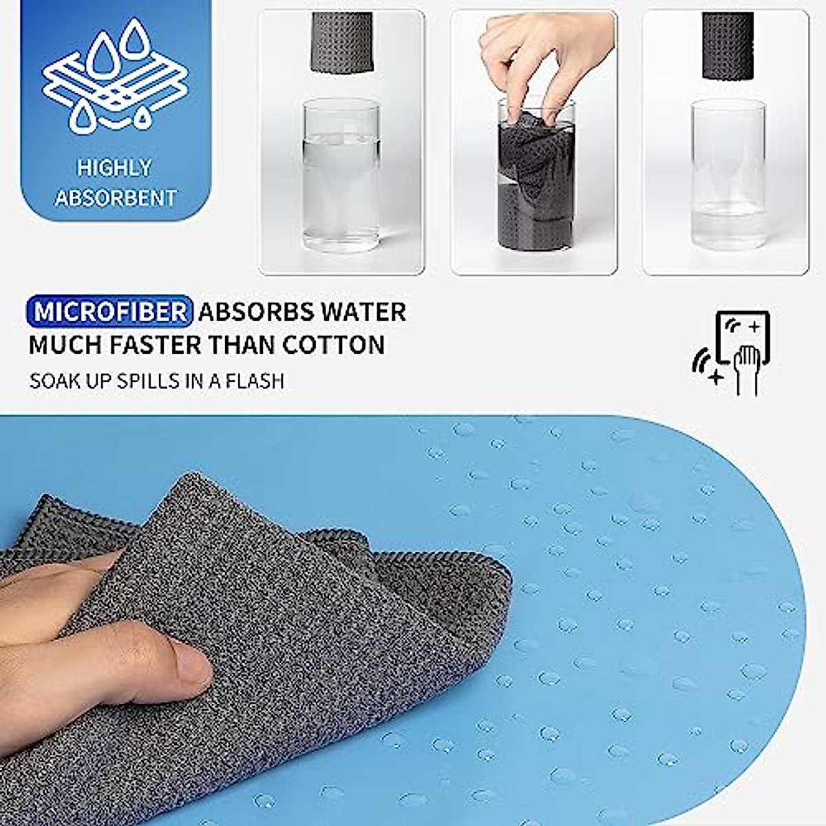MR.SIGA Waffle Pattern Cleaning Cloths, Reusable Absorbent Microfiber Cleaning Cloths, Lint Free Microfiber Kitchen Towels, 6 Pack, Gray, 12.6 x 12.6 inch