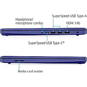 HP Newest Stream 14inch HD Display, Intel Celeron N4020 Dual-Core Processor, 4GB DDR4 Memory, 128GB Storage (64GB eMMC+64GB Card), WiFi,Webcam,Bluetooth, Windows 11 S, Indigo Blue