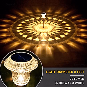 DenicMic Solar Outdoor Lights 4 Pack Garden Pathway Lights LED Landscape Lights Waterproof Stainless Steel Glass Yard Stake Walkway Lighting for Sidewalk, Driveway, Lawn, Patio (Warm White)