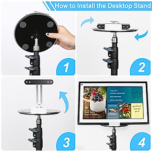 Aluminum Desktop Stand for Echo Show 15, Echo Show 15 Stand Swivel and Tilt, Adjustable and Foldable Stand with 360 Degree Rotatable Base, Multi-Angles, Easy Switch Device in Portrait and Landscape