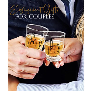 Wedding Gift for Couples - Unique Engagement Gift for Couples,Unique Bridal Shower Gift,Bride and Groom Shot Glasses,Wine&Whiskey Glass Gift for Mr and Mrs,Newlywed,His and Hers Gifts