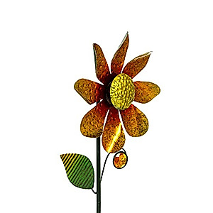 Venniy 2Pack Garden Wind Spinners ,Metal Wind Sculptures Outdoor Windmill Flower Pinwheel Decorations for Yard Lawn Patio Decor