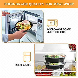MUCHII [50 Pack Meal Prep Container, 24 oz Round To Go Containers with Lids, Plastic Containers for Food Microwave and Freezer Safe.