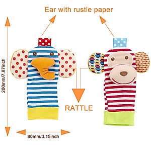 Baby Rattle Socks and Baby Foot Finder - Baby Toys 0-12 Months Baby Wrists Rattle and Socks Foot Finders Set - Developmental Infant Toys 0-12 Months for Baby Girls & Boys