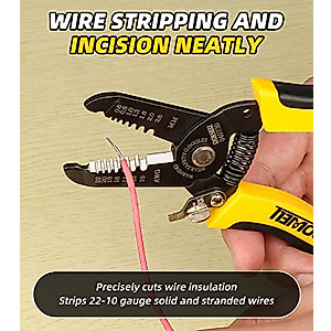 DOWELL 10-22 AWG Wire Stripper Cutter Wire Stripping Tool And Multi-Function Hand Tool，Professional Handle Design And Refined Craftsmanship.