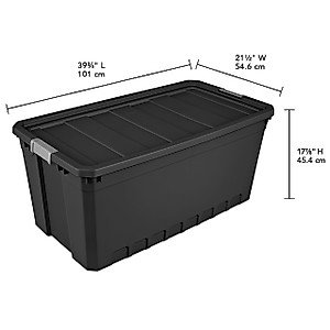 MAKUTU 50 Gallon Stacker Tote Plastic, Black, Set of 3l, Durable Stackable Nestable Organizing Tote Tub Box Toy General Organization Garage Large