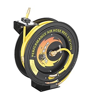 Heavy Duty Retractable 100-Foot Air Compressor Hose and Reel by Pentagon Tools