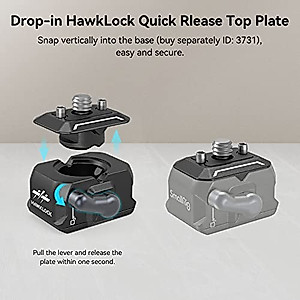 SmallRig Quick Release Plate with 1/4" Screw, HawkLock Quick Release Top Plate for Stabilizer, Action Camera, Monitor, LED Light, QR Top Plate for SmallRig HawkLock Quick Release System - 3730B