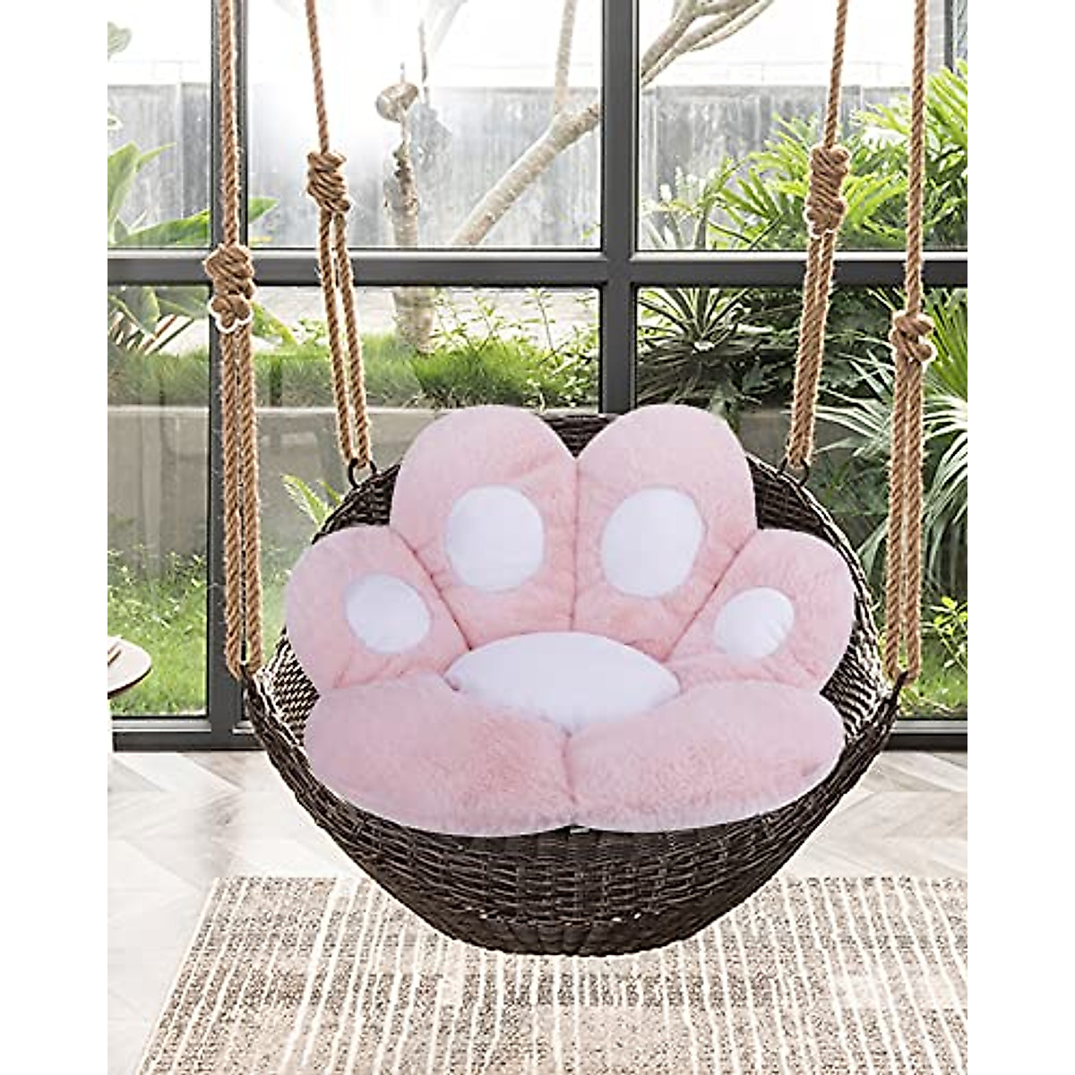 Seat/Chair Cushion, Cat Paw Cushion, Cute Girl Gamer Chair Cushion Pad Pillow Gaming Accessories, Hanging Chair Cushion, Non Slip Floor Seating Lazy Sofa with Lumbar Back Support