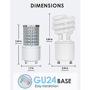 TJBB 4 Pack 10W GU24 LED Light Bulb 2700K Warm White High Brightness for Bathroom Ceiling Fan 13W 18W 23W T2 Spiral CFL Light Replacement, Not dimmable