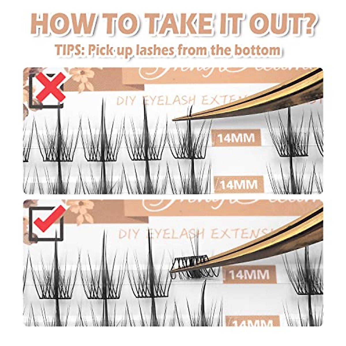 FinyDreamy DIY Eyelash Extension Lashes Clusters Spikes Style D Curl 48 Individual Clusters Lashes Reusable Artificial False Eyelash For Authentic Eyelash Extension Look (16mm)
