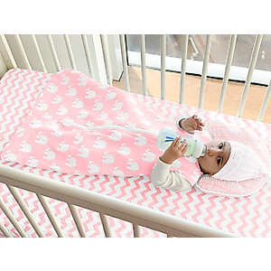 Baebae Pack n Play Playard Sheet Set for GIRLS | Portable Mini Crib Fitted Sheets | PINK & WHITE | 100% Jersey Knit Cotton | 150 GSM | 3 Pack