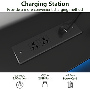 Gyfimoie 6 Drawer Dresser with Power Outlet, Chest of Drawers with LED Light, Modern Dresser with Open Storage Cubby, Double Wide Dresser Organizer for Bedroom, Living Room, Entryway, Hallway