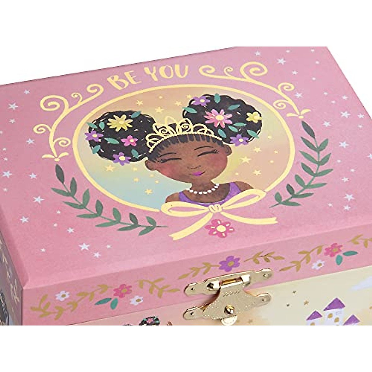 Jewelkeeper Girl's Musical Jewelry Storage Box with Black Ballerina, Little Queen Design with Gold Foil, Swan Lake Tune