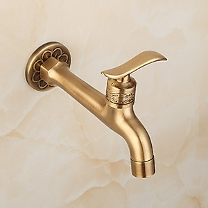 TOLIWEL Antique Brass Outdoor Garden Faucet Bathroom Wall Mount Decorative Water Hose Single Cold Tap G 1/2 inch Connection Spigot