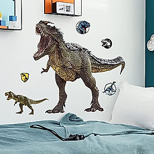 3D Dinosaurs Wall Stickers, Giant Dinosaurs Wall Decals, HOLENGS Peel and Stick Removable Wall Decor for Boys Kids Bedroom Living Room Playroom Wall Decoration