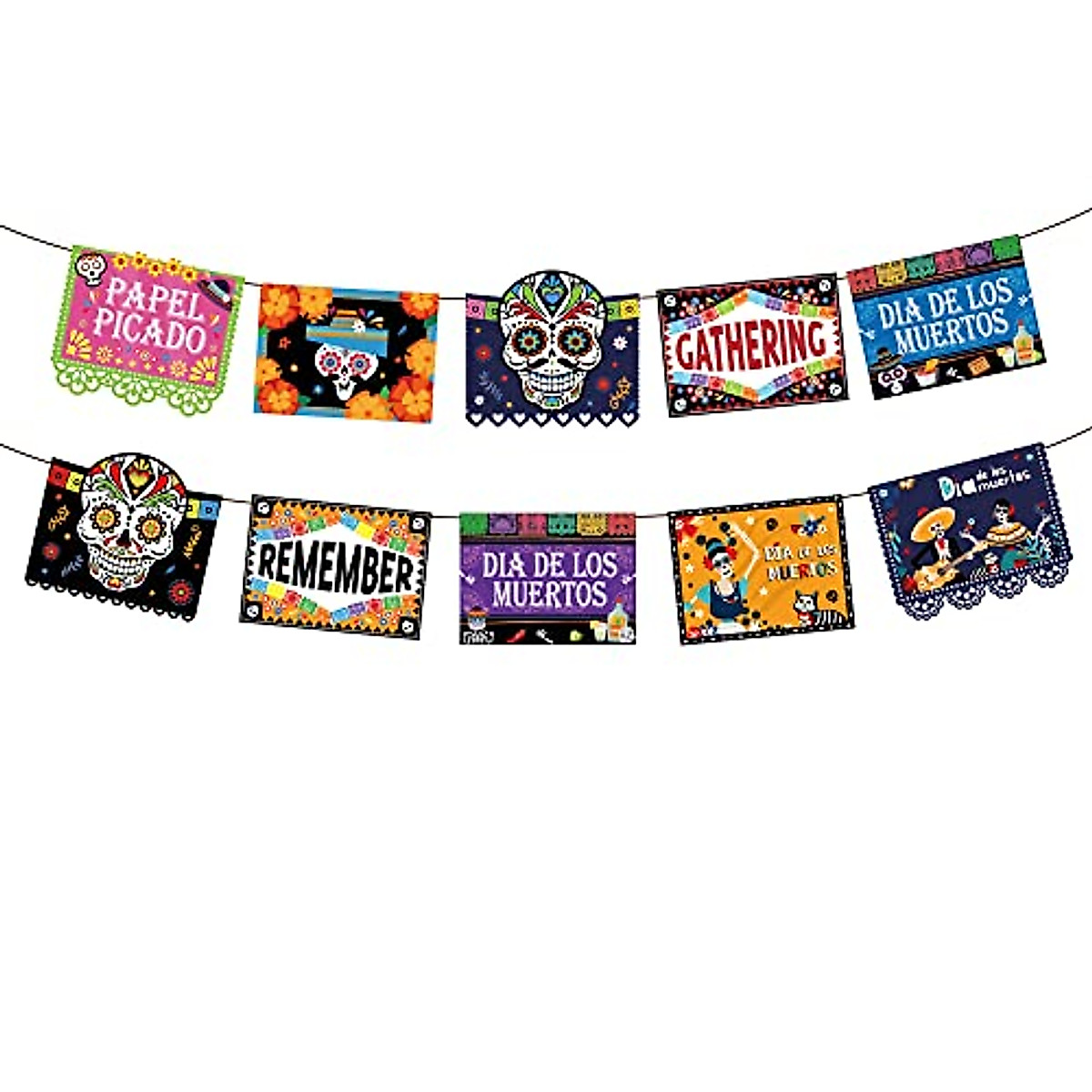 Day of the Dead Decoration Dia de los Muertos Banner Cinco De Mayo Door Porch Banner Sign Halloween Sugar Skull Party Hanging Decor Sugar Skulls and Skeletons Mexican Days of the Dead Party Decoration