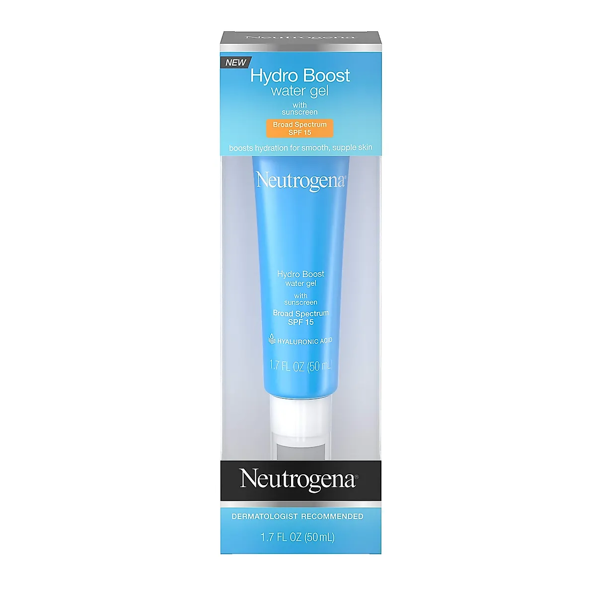 Neutrogena Hydro Boost Hydrating Hyaluronic Acid Gel Cream Moisturizer With SPF 15 Sunscreen, Daily Oil-Free and Non-Comedogenic Gel Cream, 1.7 fl. oz