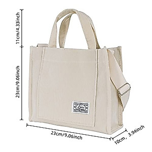 Century Star Corduroy Small Mini Tote Bag Crossbody for Women Handbag Fashion Casual Eco Travel Shoulder Bag White One Size