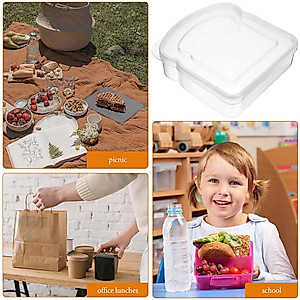 Luxshiny Toast Shape Sandwich Box 2pcs Clear Plastic Sliced Toast Holder Microwave and Freezer Safe Food Storage Container for Camping