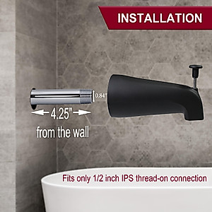 Westbrass E531D-1F-50 E531D-1F 5-1/4" Reach Wall Mount Tub Spout with Front Diverter, 1-Pack, Powder Coat White