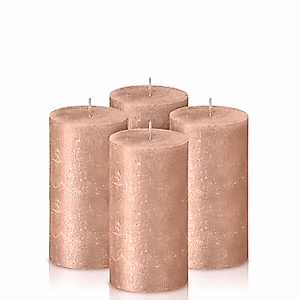 BOLSIUS Pink Shimmer Metallic Pillar Candles 4 Pack - 2.75 X 5 Inches - Premium European Quality - includes Natural Plant-Based Wax - Unscented Dripless Smokeless 60 Hour Party & Wedding Candles