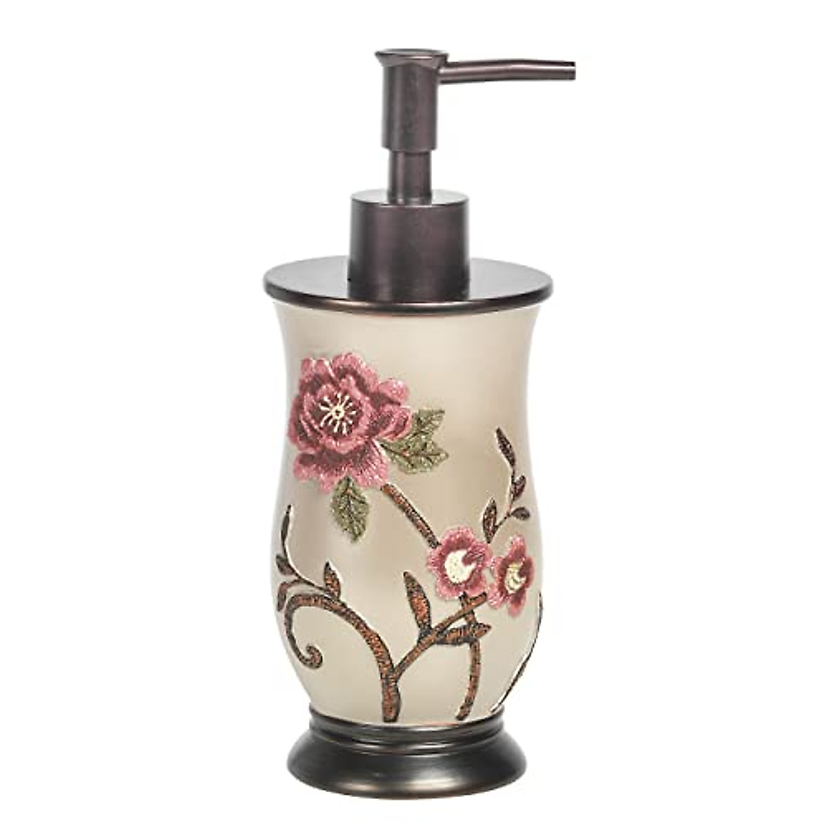 Popular Bath 4pc Larrisa Floral Bathroom Accessories Sets Modern Classic Flower Soap Dispenser, Tumbler, Tooth Brush Holder and Soap Dish Holder Luxury Decor Unique Design Stylish Bathroom Sets