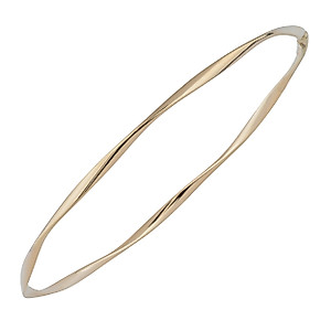 Kooljewelry 14k Yellow Gold 2.5 mm Polish Twist Slip-on Bangle Bracelet