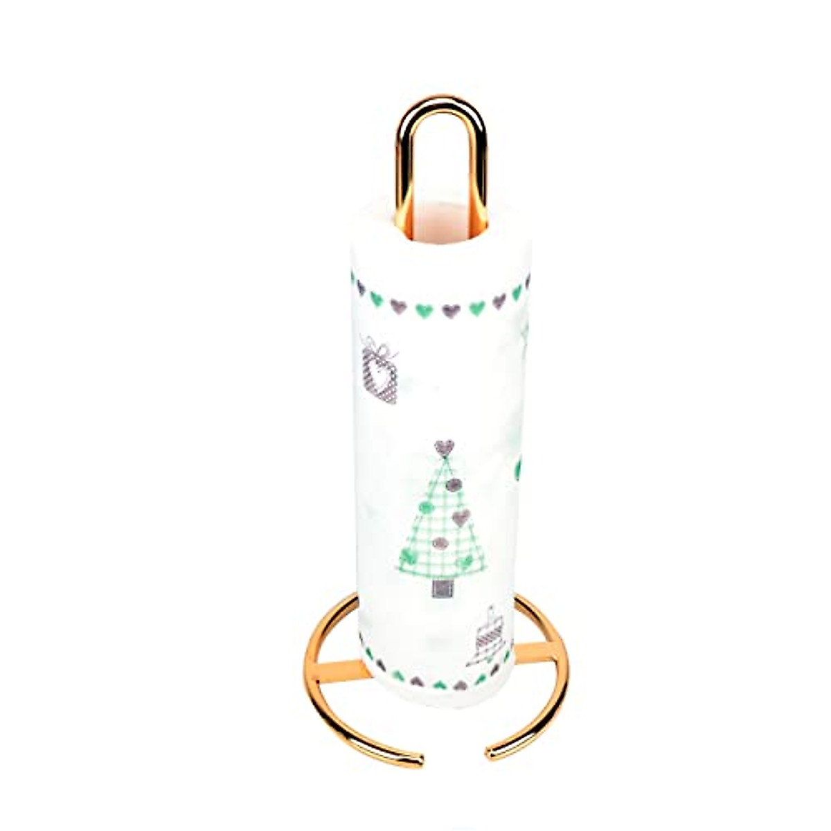 Winmien Magnetic Paper Towel Holder Countertop, Kitchen Standing Paper Towel Roll Holder for Bathroom Kitchen Organization and Storage, Standard or Jumbo-Sized Roll Holder (Gold)