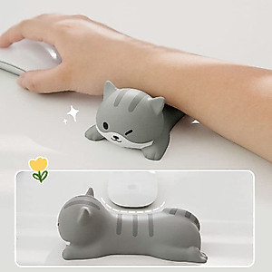 Cityhermit Cute Wrist Rest Support for Mouse Keyboard Computer Elbow Pad Arm Rest for Desk Ergonomic Kawaii Office Supplies Slow Rising PU Mouse Pad Cat