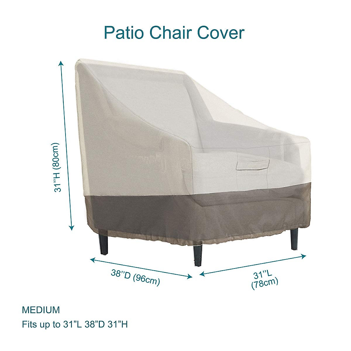 PHI VILLA Patio Chair Covers Set of 2, Outdoor Furniture Cover Waterproof & Heavy Duty Deep Seating Lounge Chair Cover for Deck Lawn Garden, Medium, W31 x D38 x H31