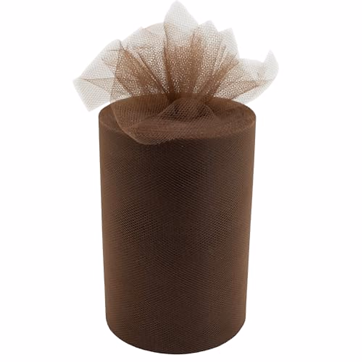 Tulle Fabric Roll | 6” by 100 Yards | Polyester Spool for Crafts Decorations Tutu Weddings Costumes Skirts Parties and More – by Craft Forge (Brown)