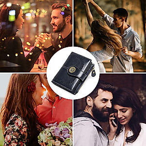 Wallets for Women Small Bifold RFID Blocking Genuine Leather Wallet Vintage Zipper Short Card Holder Ladies Purse Elegant Clutch with ID Window (Dark Blue)