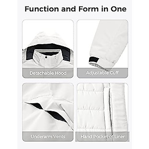 Wantdo Men's 3 in 1 Mountain Waterproof Winter Snowboarding RainCoat Ivory M