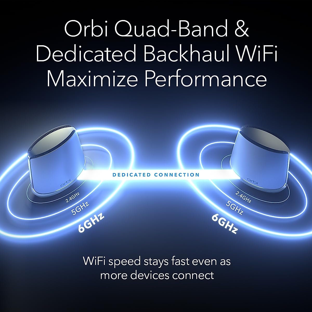 NETGEAR Orbi Quad-Band WiFi 6E Mesh Network System (RBKE963B) - Router +2 Satellite Extenders, Security Features, Up to 10.8Gbps, Coverage up to 9,000 sq.ft., 200 Devices, 10 Gig Internet Port, Black