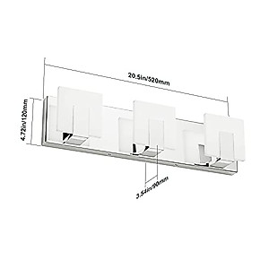 Aipsun 3 Lights Dimmable Modern LED Vanity Light for Bathroom Frosted White Acrylic Chrome Up and Down Bathroom Wall Light Fixtures Over Mirror(White Light 6000K)