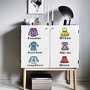 Maydahui 2 Sheets（31 Count） Dresser Clothing Decals 11 * 11inch Boys Girls Clothing Sort Wall Sticker Removable Clothes Classification Label for Wardrobe Drawer Organizing Home Bedroom Decoration