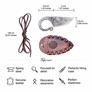 Toferner Original Gift, Beautiful Product - Celtic Pocket Knife, Hand Forged Knife.Hardened Blade, Vintage, Art Collection, Antiquity, Great.Beautiful Product. (Dark Brown)