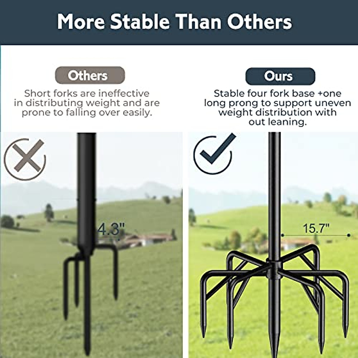 Flanagan String Light Poles for Outside, 2 Pack 9FT Metal Poles for Outdoor String Lights, Adjustable Patio Lighting Stand for Garden Fence Party Wedding