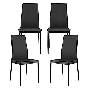 Meihua Modern Dining Chairs Set of 4 for Dining Room, Kitchen Chairs with 2 Layers of Leather Cushions, Chairs for Dining Room,Kitchen, Living Room (Black)