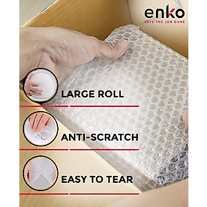 enKo (2 Pack) 12 inch x 72 feet Bubble Cushioning Wrap Roll Perforated 20 Fragile Sticker Labels for Moving Shipping Packing Boxes Supplies