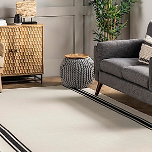 nuLOOM Clarissa Cotton Flatweave Casual Stripe Area Rug, 6x9, Ivory