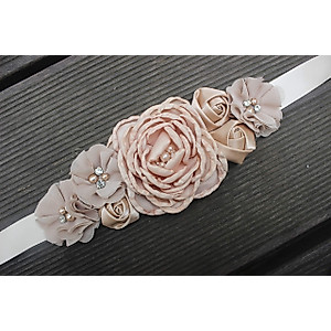 Nania Flowers materniry sash baby shower pregnancy belts for Mom to be (Champagne)