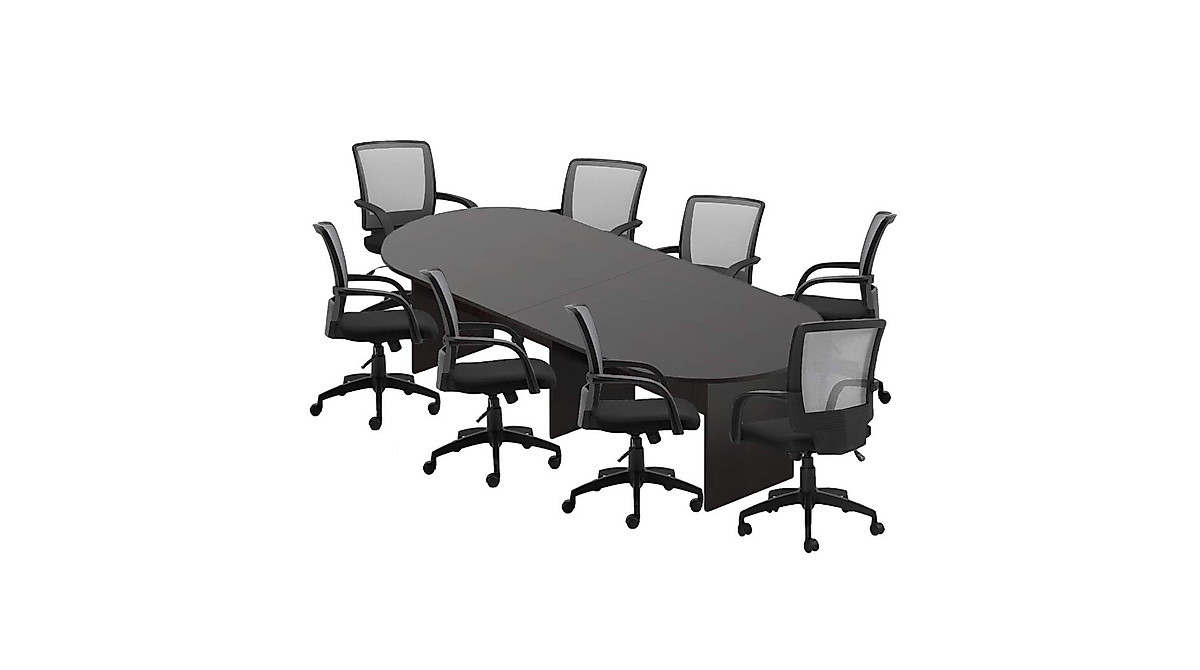 Conference Table & Chairs Set - 10FT Espresso Modern Office Furniture