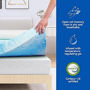 Hcore Mattress Topper California King - 4 Inch Gel Memory Foam Mattress Topper California King Size for Back Pain, CertiPUR-US Certified, Blue