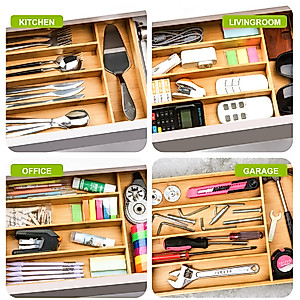 Unibambou Bamboo Utensil Drawer Organizer, Silverware Tray Organizer, Kitchen Drawer Organizer for Flatware Cutlery, Silverware Tray for Drawer (Natural)