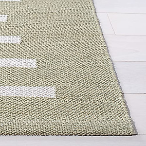 SAFAVIEH Montauk Collection 6' x 9' Light Green/Ivory MTK313W Handmade Flatweave Boho Farmhouse Cotton Modern Stripe Living Room Dining Bedroom Area Rug