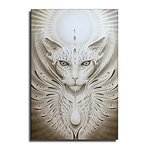 RIP White Light Oracle The Mystic Cat Canvas Art Poster and Wall Art Picture Print Modern Family Bedroom Decor Posters 16x24inch(40x60cm)