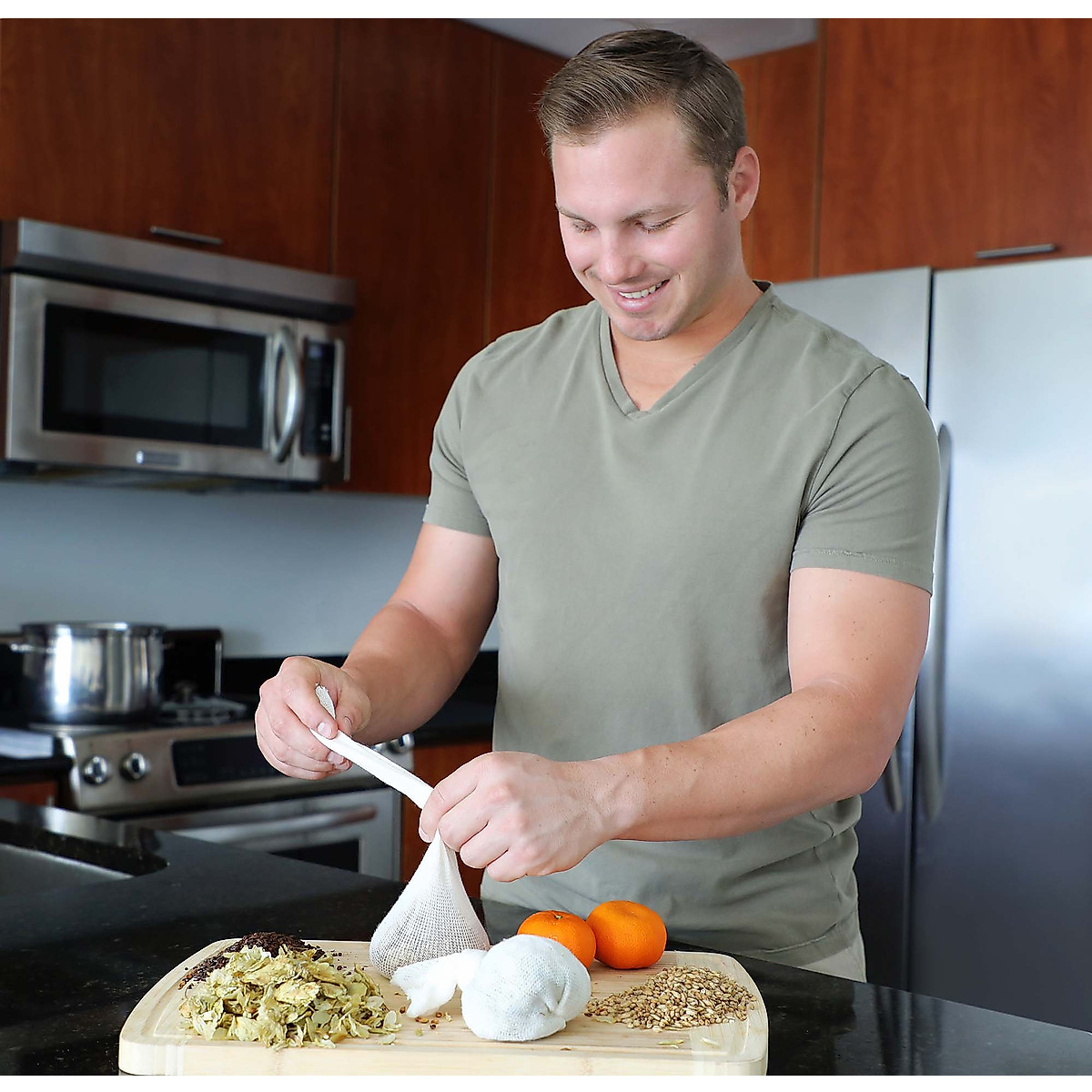 Hops and Grain Muslin Steeping Bag - Cotton Mills Beer Brewing Bags 28” (10 Count) - Microbrew, Homebrew Filtering Accessories - Boiling Bags For Tea, Cooking, Nut Milk, Soups - Hop and Grains Socks